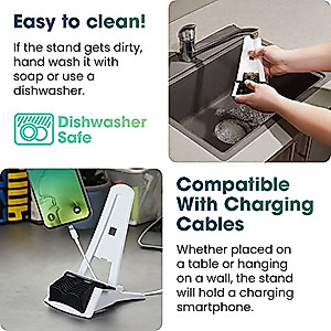 ChikChat Phone Stand/Tablet Holder with Silicone Finger Wiping Mat | Special Phone Holder for Desk to Keep Your Screen Clean | Great Handy iPad & iPhone Stand for Shower, Cooking, Painting and More