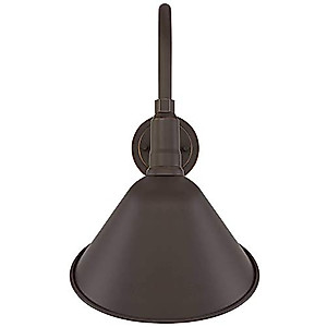 Franklin Iron Works Neihart Rustic Farmhouse Industrial Outdoor Barn Light Fixture Bronze 18 1/4" Curving Gooseneck RLM for Exterior House Porch Patio Outside Deck Garage Yard Front Door Home