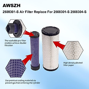 AWSZH M131802 Inner Outer Air Filter Cleaner Replace For 25 083 01-S 25 083 04-S Kohler Kawasaki 11013-7019 11013-7044 11013-7045 M131803 Kubota TA040-93220 TA040-93230 P822858 P821575 Lawn Mover