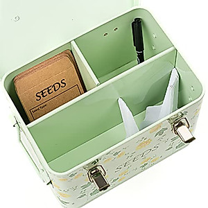GLOCHYRA Seed Storage Box Garden Seed Packet Storage Organizer Seed Container Comes with 100 Plant Labels, 10 Seed envelopes, Marker Pen