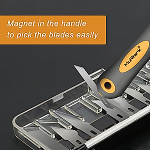 MulWark 136-Piece Precision Hobby Knife Set - Exacto Knife Set for Modeling - Craft Knife Magnetic Customized Handle with Chiseling Blade, Stencil Edge Blade, Fine Point Blade Included 120#11 blades