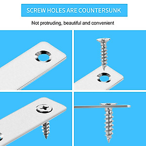 10 Pieces Stainless Steel L Braces (3.1 x 3.1 inch，80 x 80 mm) Flat Corner Braces, Corner Brackets Joint Right Angle Bracket, 55 Pieces Screws Included