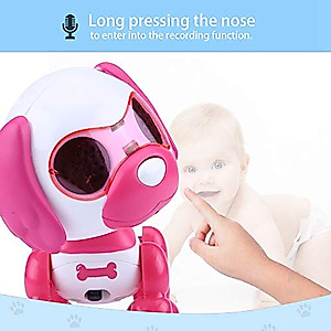 Vbestlife Smart Kids Interactive Walking Sound Puppy,Robot Dog Pet Toy, LED Record Educational Gift (Rose Red)