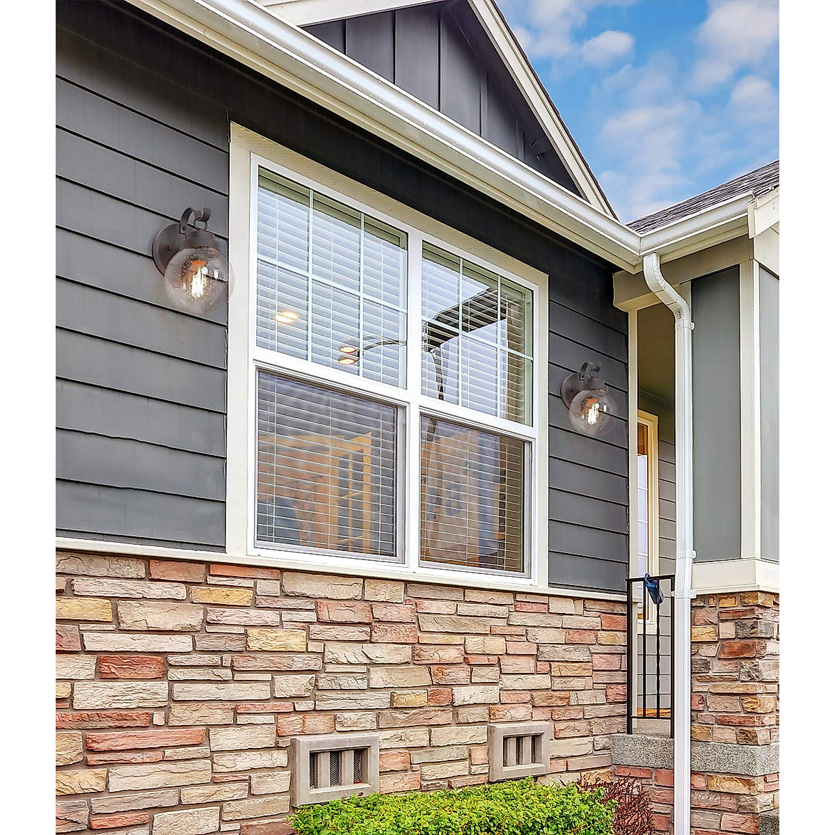 KSANA Outdoor Lights Wall Mount, Rust-Proof Exterior Wall Light Fixtures with Bubble Glass, Spherical Outdoor Wall Sconce for Porch, Yards, Patio, Garden, Balcony, Hallway, Front Door, Bronze Finish