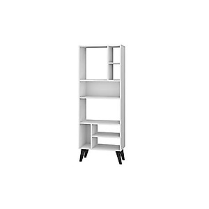 Manhattan Comfort Warren Modern Home Office 8 Shelves Tall Bookcase 1.0, White