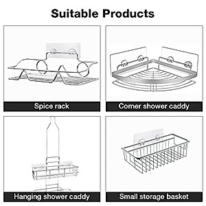 Conworld 4 Packs Shower Caddy Adhesive Replacement, Strong Sticky Heavy-duty Wall Adhesives Nail Free Transparent Adhesive Pad, Adhesives Hook for Shower Caddy, Kitchen Racks, Bathroom Storage Shelves
