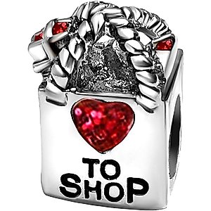 T50Jewelry To Shop Love Heart Mothers Day Red Birthstone Charms for Bracelets Wife Sister Mom Christmas Gifts