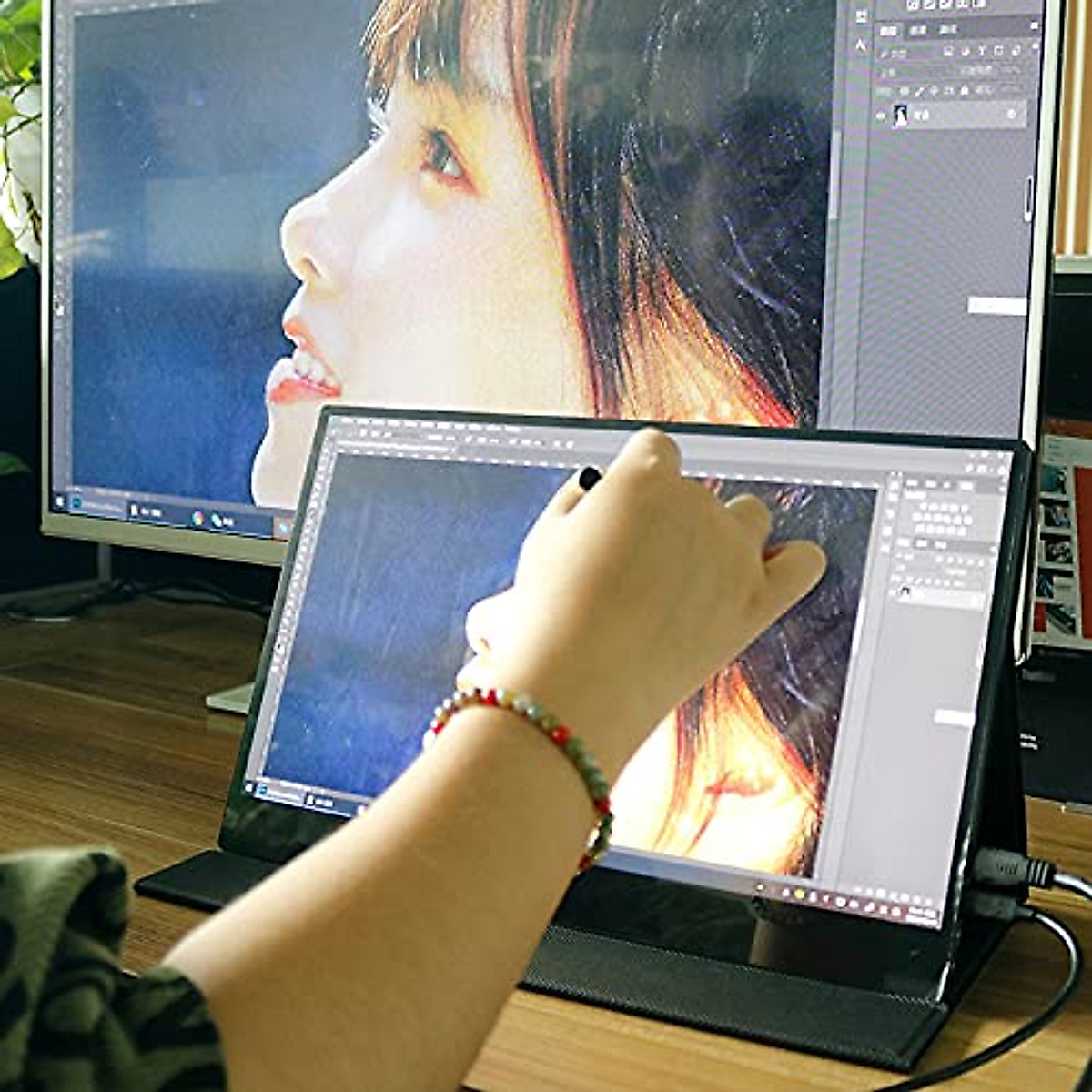 Monitor 4K/ 1080P Portable Monitor 15.6' FHD HDR Computer Display With Hand Drawn Function USB- C HDMI External Monitor For Laptop PC Phone Mac Xbox PS4 Switch Gaming Monitor ( Size : 4K )