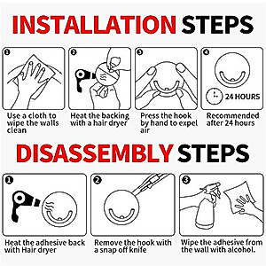 Adhesive Hooks Wall Hanger Holder Self Stick Heavy Duty Utility Storage Hooks,Kitchen Bathroom Stainless Steel Waterproof Hooks (Black, 2)