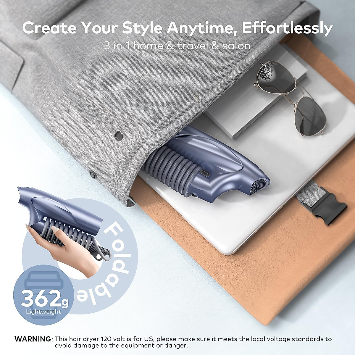 High Speed Ionic Hair Dryer with Diffuser, 1400W Brushless Motor, High RPM 22m/s Air Fast Drying Professional Salon Blow Dryer with Frizz Free, 100time/s No Heat Damage Sensor, Lightweight for Women