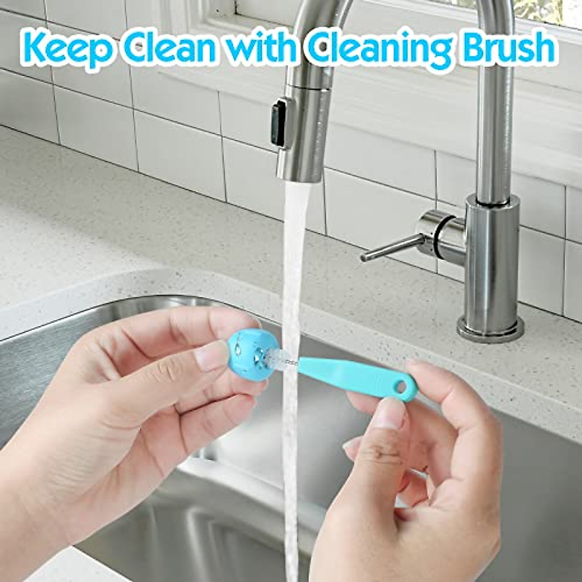 FRSISI Toothpaste Caps with Cleaning Brush,Self Closing Toothpaste Cap Silicone for Kids and Adults,Hygiene Mess Free Toothpaste Cover Dispenser Toothpaste Squeezer for Bathroom(6 Pack)