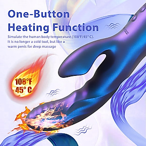 Rabbit Vibrator Sex Toy for Women - ZEMALIA Dildo Clitoral Vibrators with 10 Vibrations + Warming Function Clitoris and G Spot Double Stimulation Personal Massager - Adult Sex Toys for Women, Couple