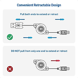 Cable Matters 2-Pack Retractable Micro USB Cable - 2.5 Feet
