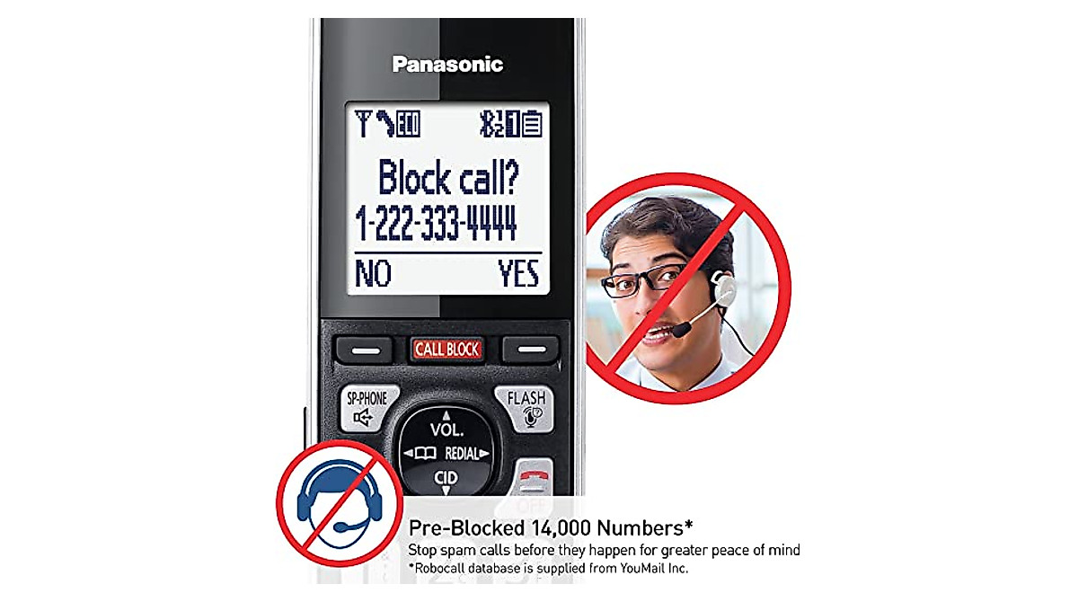 Panasonic Cordless Phone with Call Block & Bluetooth | 5 Handsets