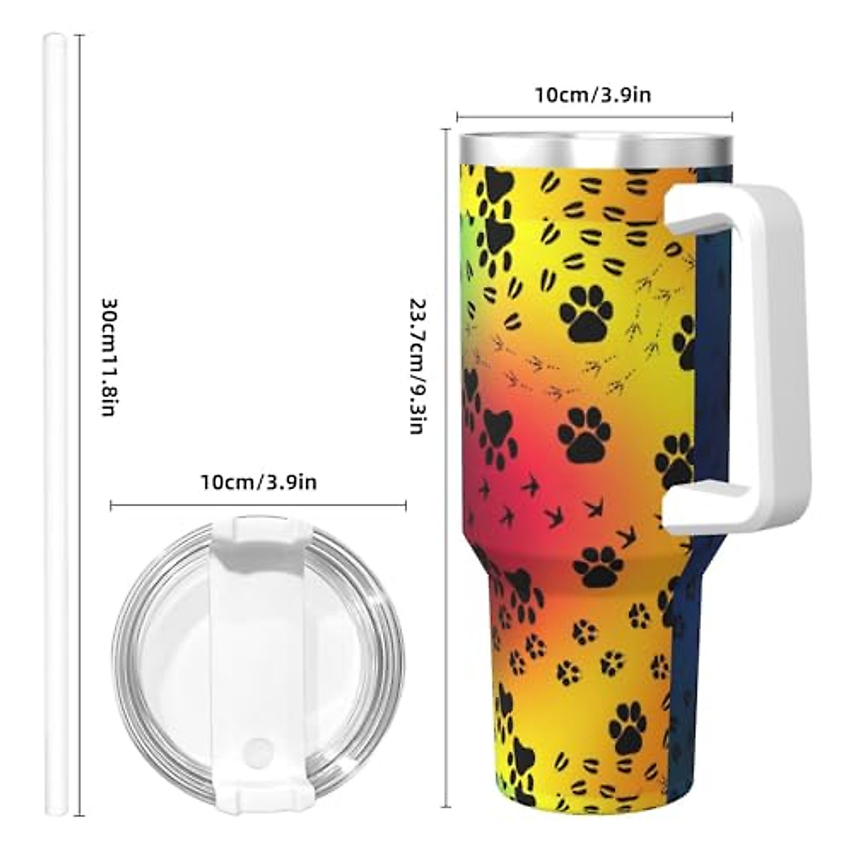 HULIBIN Paw Prints Pattern Print Double Deck Stainless Steel Travel Coffee Cup With Lid 40 Oz Ice Bully Cup