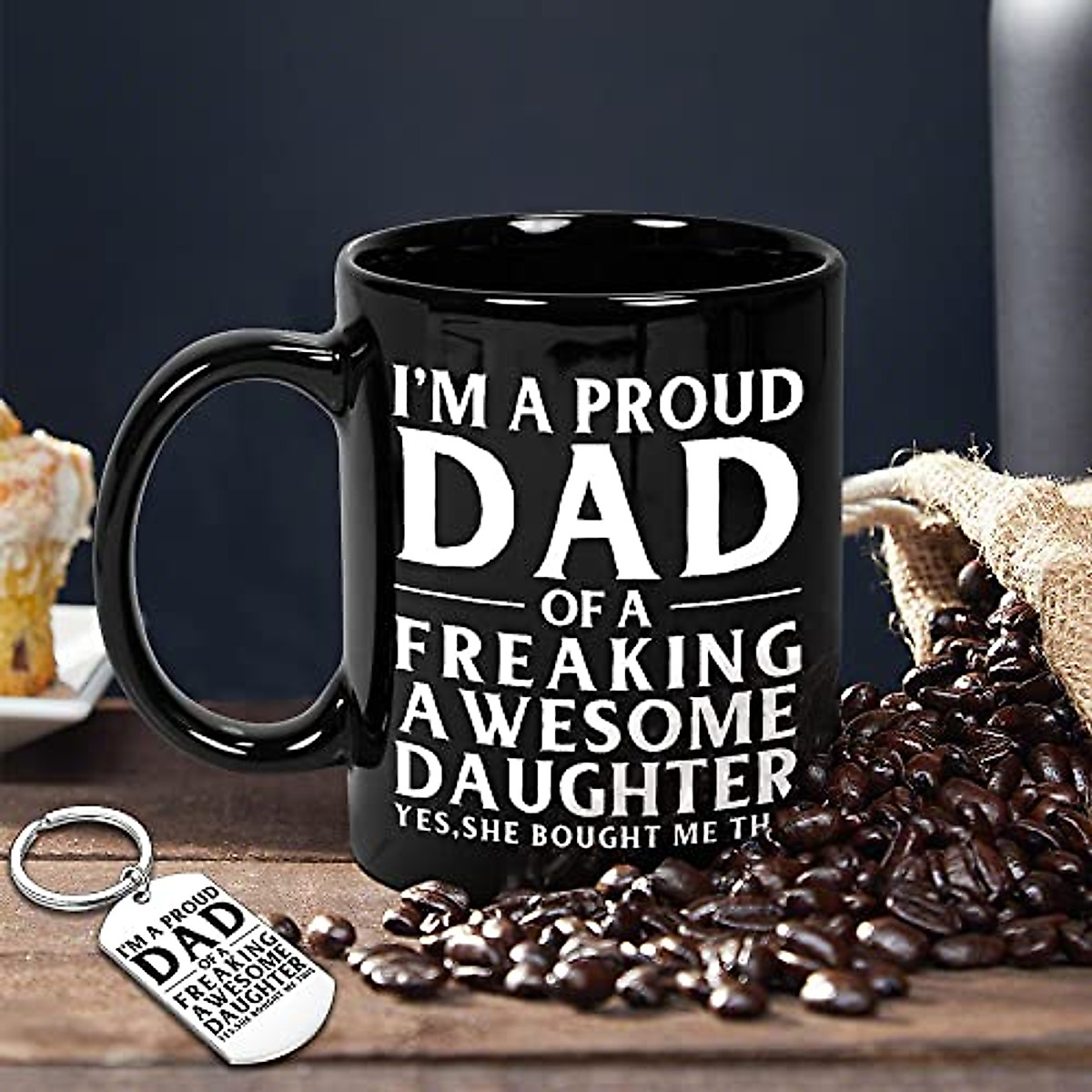 Dad Birthday Gifts From Daughter Dad Gifts From Kids 11oz Best Dad Coffee Mug Happy Bday Christmas Holiday Presents For Father Dad In Law Bonus Dad Step Dad Men Black Cup Gift Set With Keychain