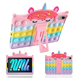 WESADN for iPad Mini 6 Case 2021 with Kickstand Silicone Fidget Bubble Case for Girls Women Kawaii Cute Rainbow Pop Protective Holder Tablet Cover for iPad Mini 6th Generation Case 8.3 inch