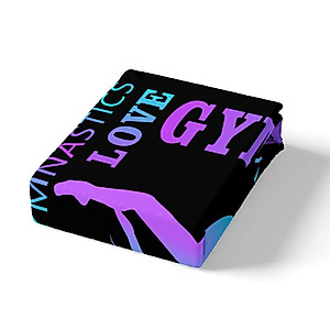 Feelyou Love Gymnastics Bedding Set for Girls Boys Children Floor Exercises Ballet Comforter Cover Decorative Athletics Duvet Cover Neon Blue Purple Bedspread Cover Twin Size 2Pcs Bedclothes