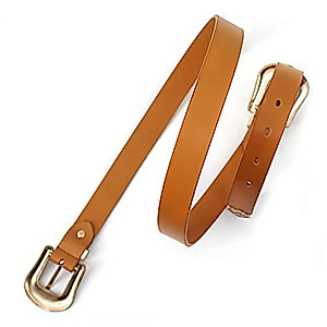 CLARA Women Vintage Western Waist Belt Double Buckle Belt PU Leather Waistband for Jeans Dress (Brown)