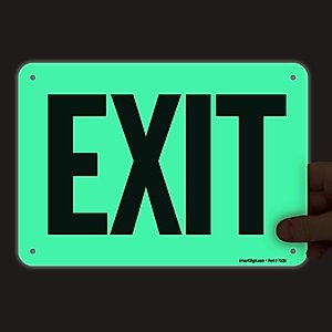 SmartSign "Exit" Sign | 7" x 10" Glow-in-The-Dark Aluminum