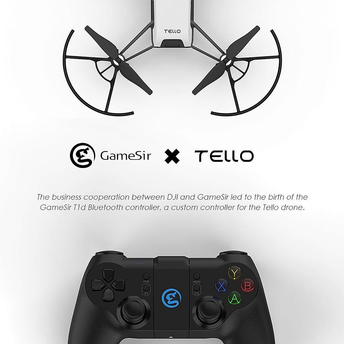 GameSir T1d Bluetooth Controller for DJI Tello Drone iOS 9.0+ Android 4.4+ Remote Controller Joystick with a Micro-USB for Charging, 600 mAh Built-in Battery