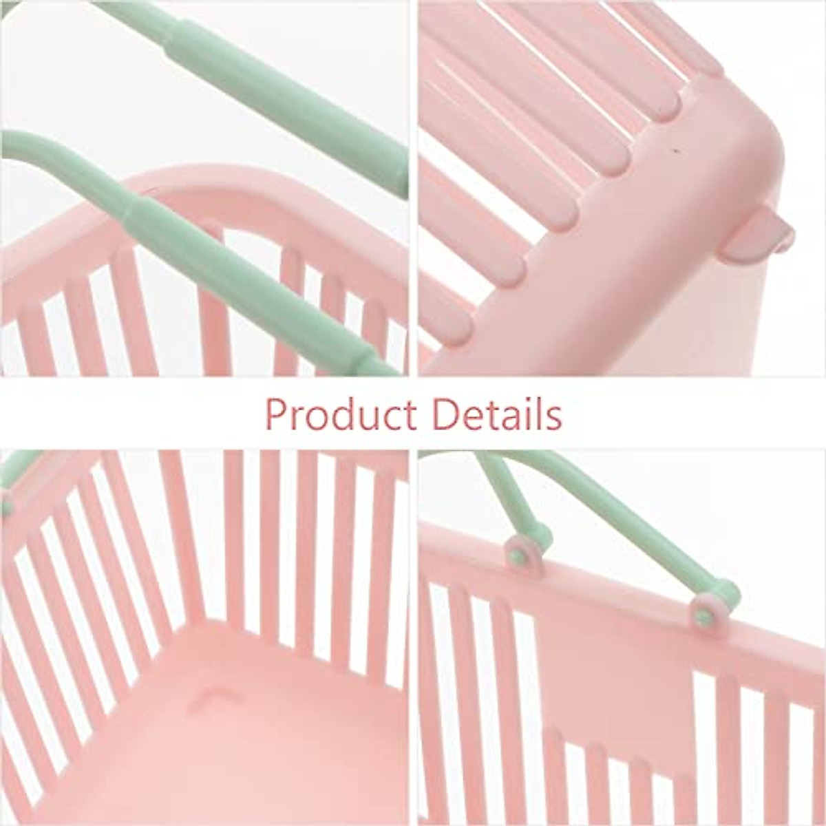 3pcs Small Plastic Shopping Baskets Kids Grocery Baskets with Handles Tiny Organizer Container Bin for Eggs Fruits Veggies Snacks Pink