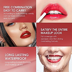 6 Colors Lip Tint Stain Set, Korean Lip Gloss Mini Liquid Lipstick, Lip and Cheek Tint, Long lasting Non-Stick Cup Waterproof Makeup