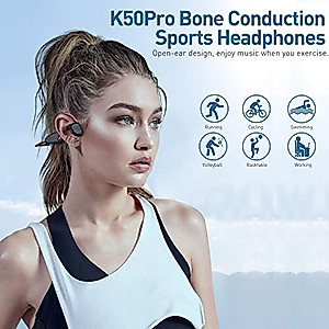 DOVIICO Bone Conduction Headphones Bluetooth-Open Ear Headphones Waterproof 12 Hours Battery Life Wireless Earphones Earbuds with Microphone Sports Headset for Running, Cycling, Fitness and Hiking