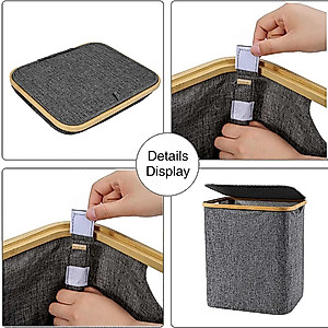 Mindore Laundry Hamper with Lid,60L Collapsible Laundry Basket with Bamboo Handles,Portable Clothes Hamper for Dorm Room, Bathroom, Bedroom,Grey Foldable Hamper for Toys, Closet, Clothing