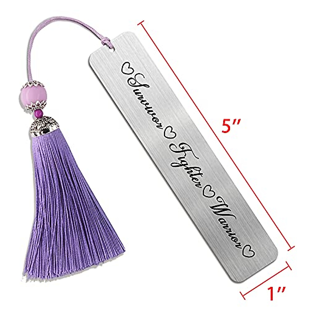 DYJYBMY Survivor Fighter Warrior, Metal Bookmark, Engraved Bookmark, Cancer Survivor, Cancer Fighter, Teacher Gift, Book Club Gift for Women Men Book Lover Friends Librarian