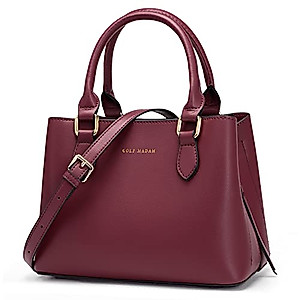 Top-Handle Handbag Leather Stitching Purse for Women Girls Crossbody Bag Tote Satchel Shoulder Bags(Wine)
