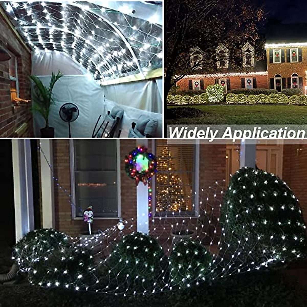 Outdoor String Lights 13.1X19.6Ft Net Bush Light Mains Powered Super Bright 660LED Fence Garden Net Light Plug in Remote Control,Clear Wire,Memory Built-in Timer Curtain Lights for Holiday,Home Decor