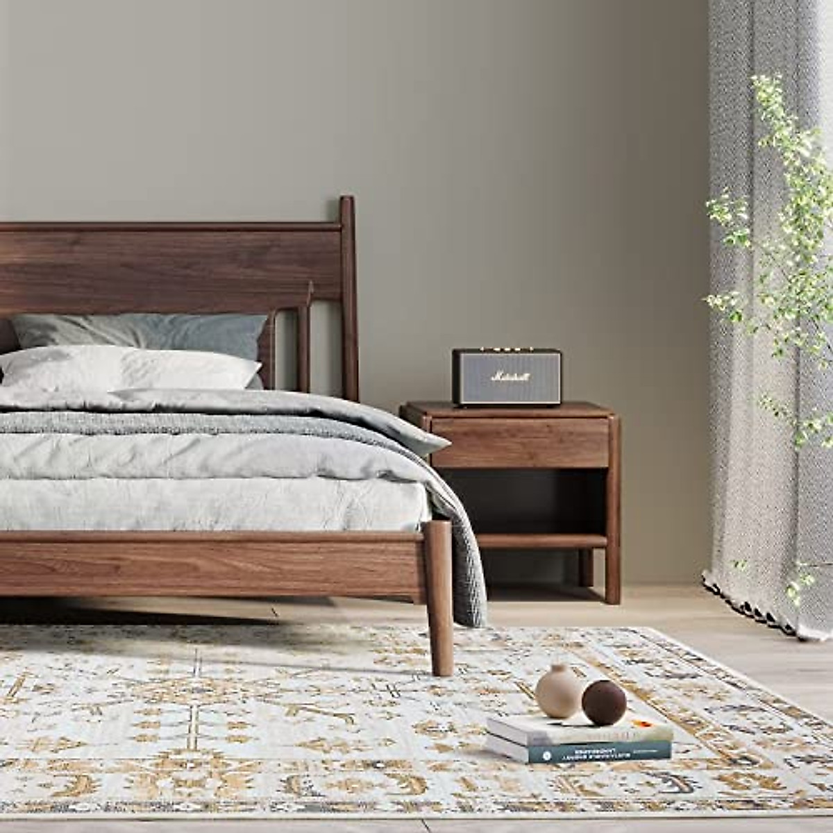 COZYLOOM Large 8x10 Area Rug Medallion Distressed Soft Rug Retro Indoor Carpet for Living Room Non-Shedding Floral Floor Carpet Low Pile Anti-Slip Backing Bedroom Thin Rug Accent Home Decor