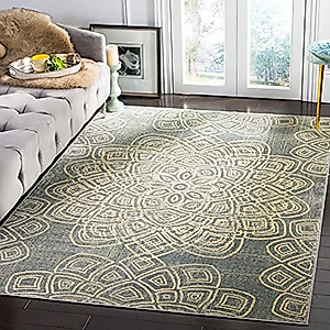 SAFAVIEH Constellation Vintage Collection 2' x 3' Light Blue/Multi CNV751 Modern Viscose Accent Rug