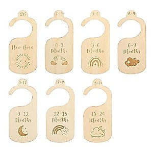 Baby Closet Dividers,Baby Clothes Dividers for Closet from Newborn to 24 Months,7 Premium Wooden Nursery Hanger Organizers Decor to Make a Tidy&Well Infant Closet