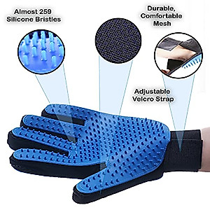 Pet Grooming Gloves - KAVAVE Dogs & Cats & Horses Brushes Gloves for Gentle Shedding - Washing Mittens for Long and Short Hair - 1 Pair