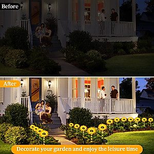 4 Packs Solar Lights for Outside, Outdoor Waterproof Solar Flower Lights for Garden Decor, Solar Powered Flower Light with Bigger Sunflower, Solar Fairy Lights Decor Fence Landscape Patio Yard Walkway