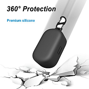 for Bose QuietComfort Earbuds Case Cover (Not fit for Bose Sport Earbuds), Portable Silicone Protective Case with Carabiner (Black)