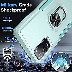 Oneagle for Samsung Galaxy S20 FE Case 5G, [4 in 1 ] S20 Fe 5G Case with [9H Glass Screen Protector+ Lens Protector] Built in [ 360° Ring Stand] Military Shockproof Phone Case for Samsung S20 Fe