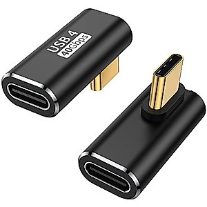 AuviPal 90 Degree USB C Adapter (2 Pack), 40Gbps USB C Male to USB C Female Right Angle Connector Extender for MacBook, iMac, iPad, Meta Quest, Tablet, Phones and More