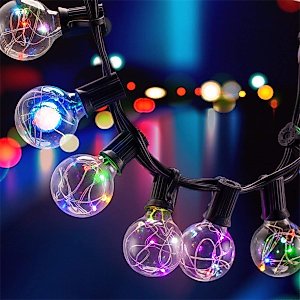 PinPle Globe String Lights Christmas 25 LED Bulbs Indoor & Outdoor Starry String Lights for Patio, Garden, Porch, Backyard, Party, Yard, Home Decoration (Colorful)