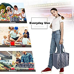 BeeGreen Reusable Shopping Bags Grocery Tote Bags Foldable into Attached Pouch Extra Large Shopping Totes with Removable Bottom Durable Heavy Duty Easy to Clean for Groceries Foldable