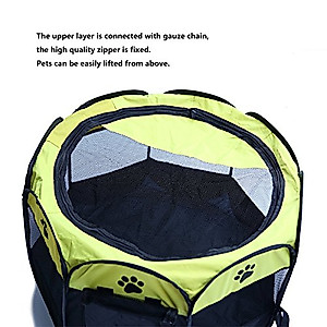 Pop Up Tent Pet Playpen Carrier Dog Cat Puppies Portable Foldable Durable Paw Kennel Yellow S