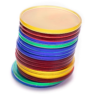 100 Jumbo 1.25" Bingo Chips for Large Print Cards - Educational STEM Resource - Large Translucent Colored Counting Markers