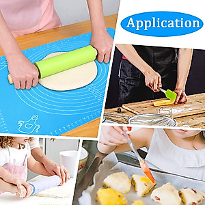Ewinever 1Set Rolling Pin Pastry Mat Set Non-Stick 6 in 1 Dough Roller Baking Kit with Pastry Cutter Reusable Kneading Mat Scraper Basting Brush