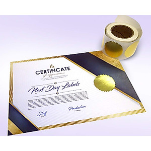 NextDayLabels, 2 Inch Round, Gold Metallic Seals with Serrated Edge for Package, Envelope, Certificate, Wafer, 250 Stickers Per Roll