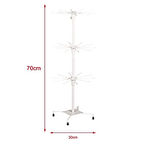 Jewelry Spinner Display Stand,Heavy Duty Metal Countertop Medium Adjustable 3 Tier Hanging Jewelry Rotating Organizer Rack Tower for Necklace Bracelet Earring Ring Holder,Hooks,Craft Shows,White