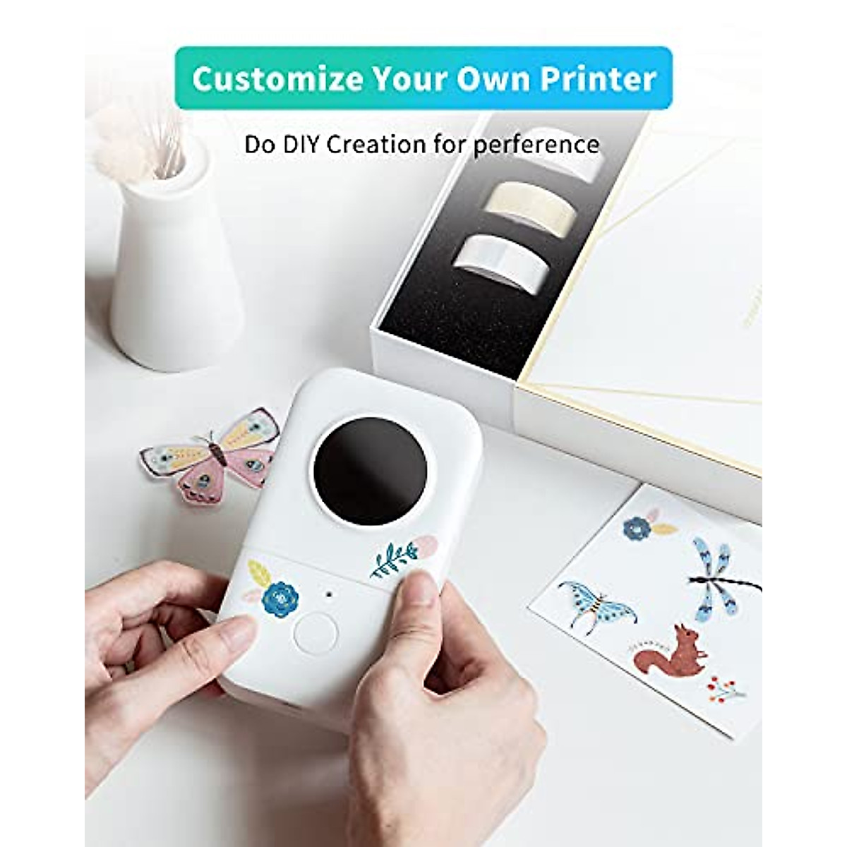 Phomemo Labeler Label Maker,Portable Bluetooth Thermal Label Makers,Compatible for Android & iOS System Gift for Father's Day - Milky White