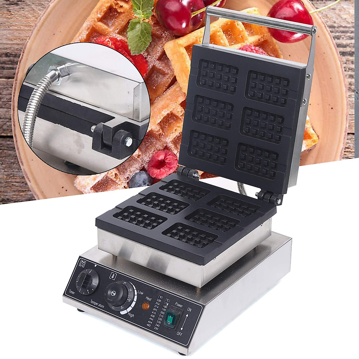 110V Waffle Maker,6 Molds Mini Waffle Maker Machine,Electric Non-Stick Waffle Baker,0~5 Min & 50-300°C Donut Dessert Maker for Kids (Waffle Maker)