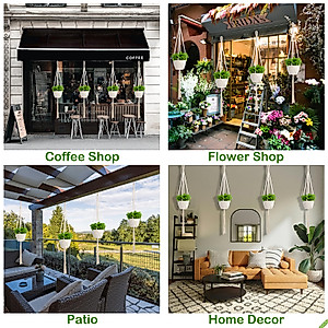 petonfun Macrame Plant Hangers Indoor Macrame,4 Pack Hanging Planter Holder for Window,Ceiling Crochet Handmade Boho Home Decor Set for Hanging Plants Basket Pot,Ivory